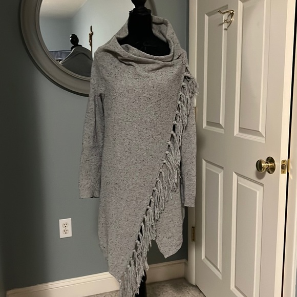 Unknown | Sweaters | Womans Gray Cowl Neck Wrap One Size Two Buttons To ...